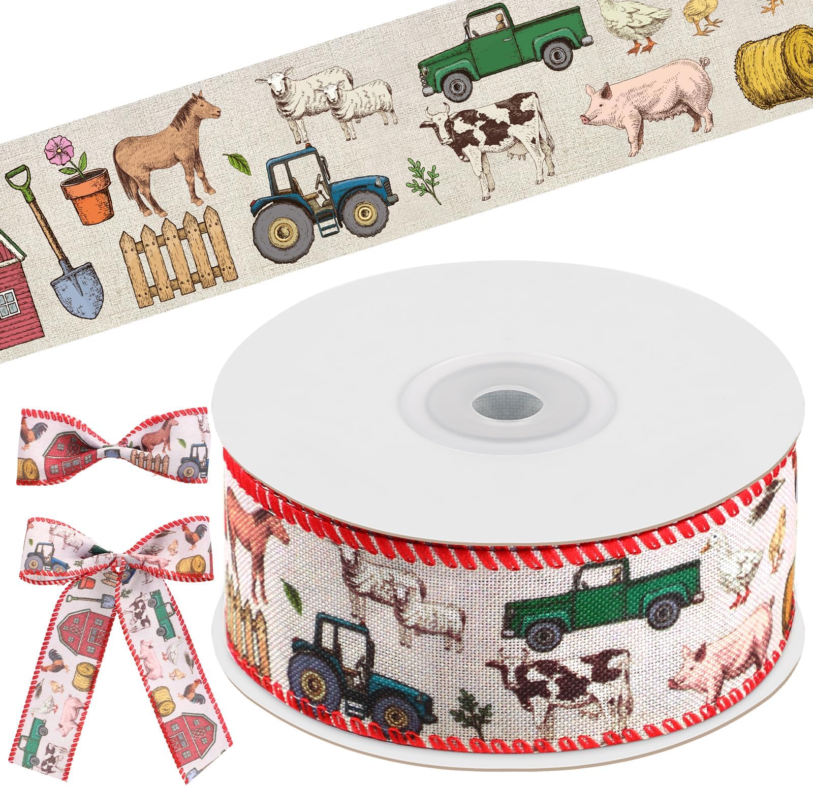 Amazon.com: Rustic Farmhouse Animal Wired Ribbon Baby Shower Ribbon ...