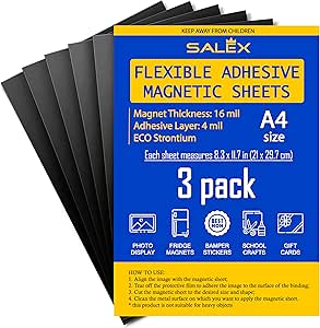 Amazon.com : Magnetic Sheets A4 with Adhesive Backing for Crafts, DIY ...