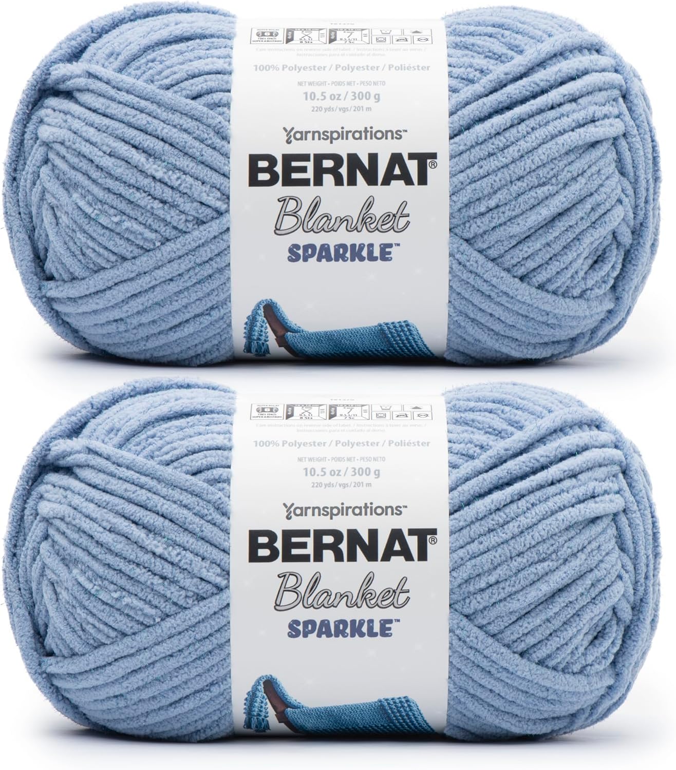 Bernat Blanket Sparkle Dusty Blue Yarn - 2 Pack of 10.5oz/300g ...