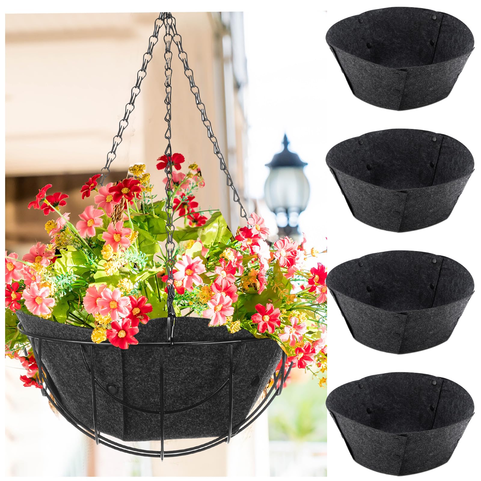 Amazon.com: Suzile 4 Pieces Fabric Planter Basket Liner Replacement ...