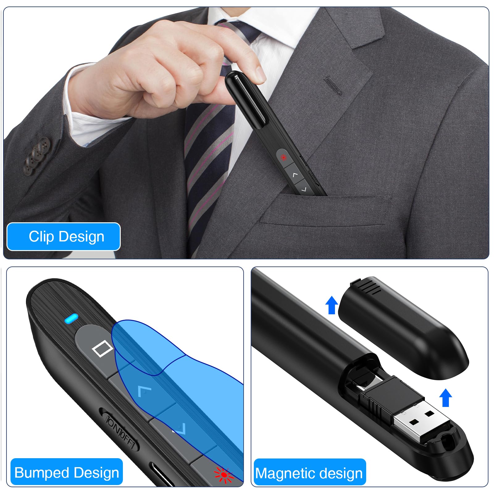 Snapklik.com : DinoFire USB C Rechargeable Presentation Remote