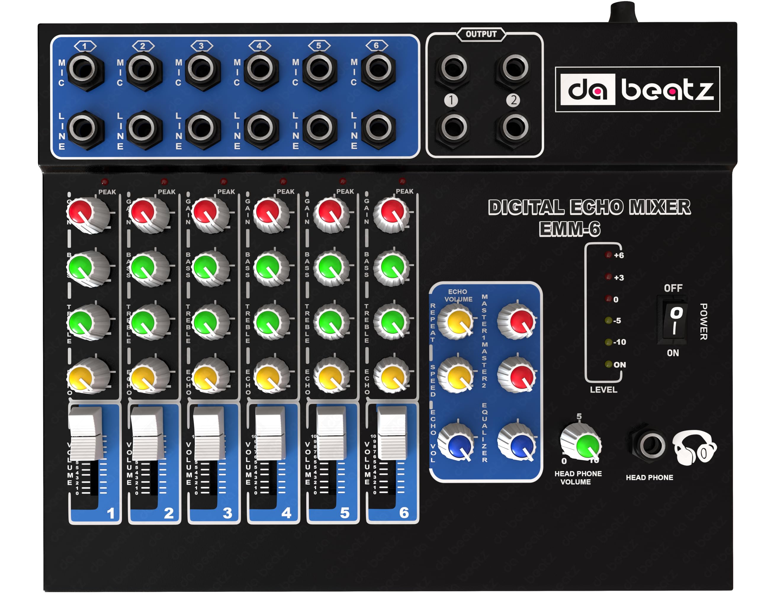 Buy DaBeatz 6-Channel Stereo Echo DJ Sound Mixer for Parties, Stage ...