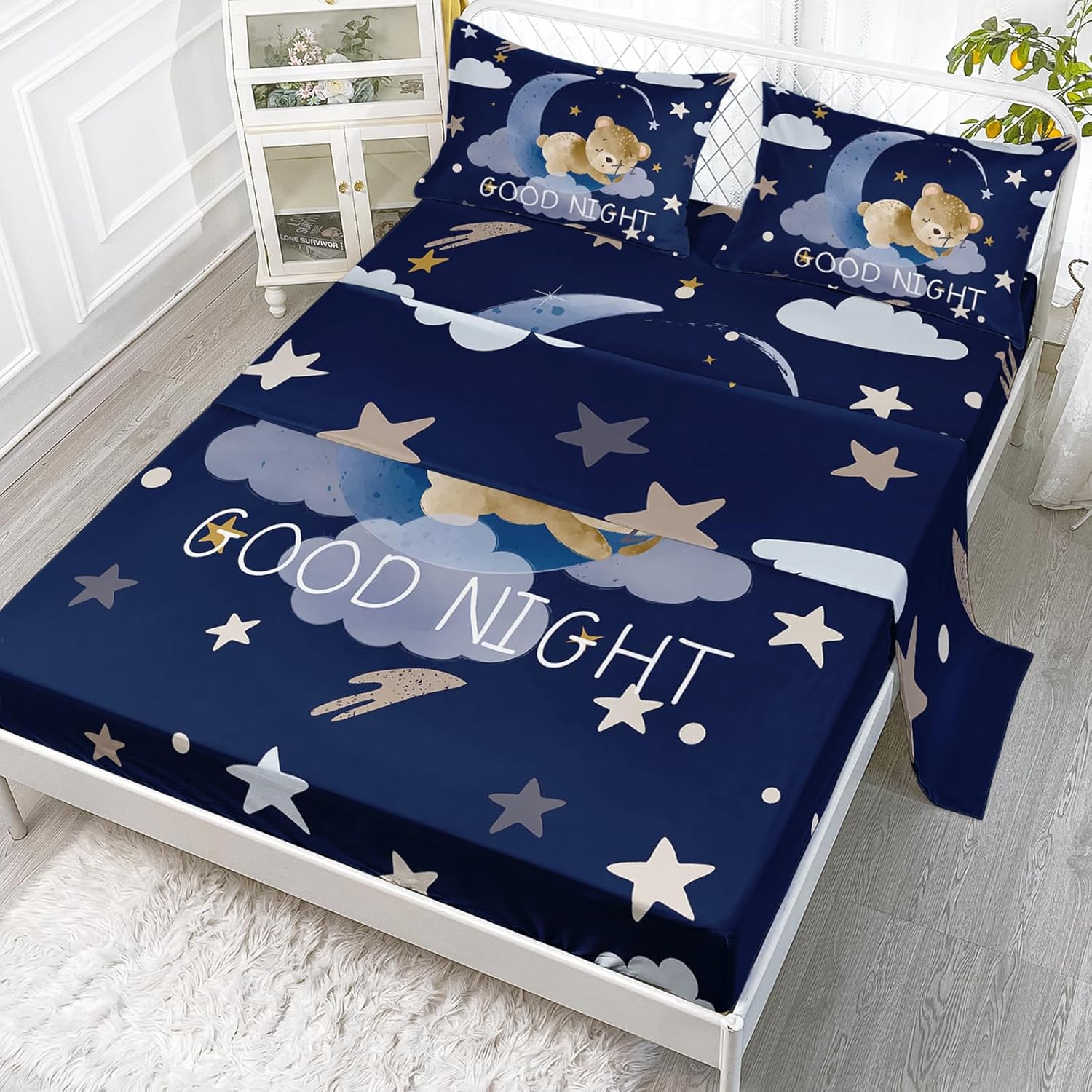 Amazon.com: Axolotl Cute Bear Sheets Kawaii Bed Sheets Set Queen Size ...