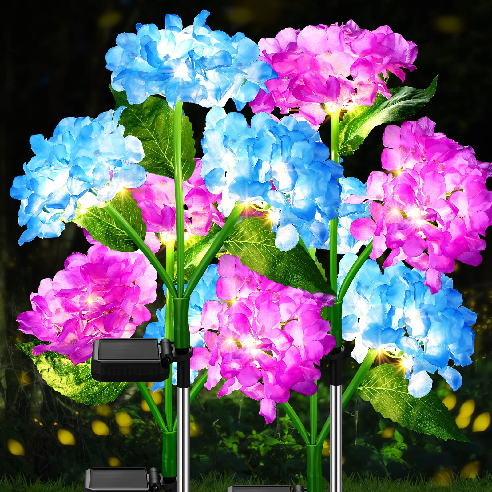 Treela 4 Pack Solar Lights Flowers Outdoor Waterproof Hydrangea Garden ...
