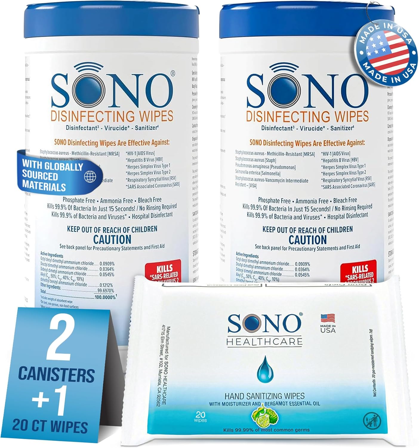 Amazon.com: SONO Disinfecting Wipes - Alcohol-Free, Unscented, No ...