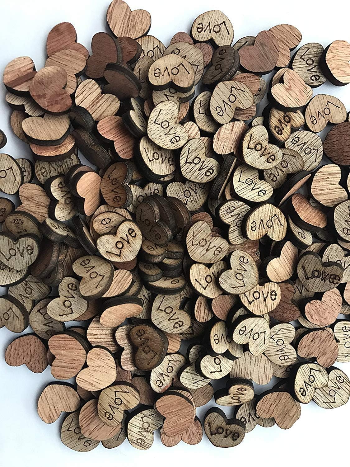 Amazon.com: NIGHT-GRING 200pcs Rustic Wooden Love Heart Wedding Table ...