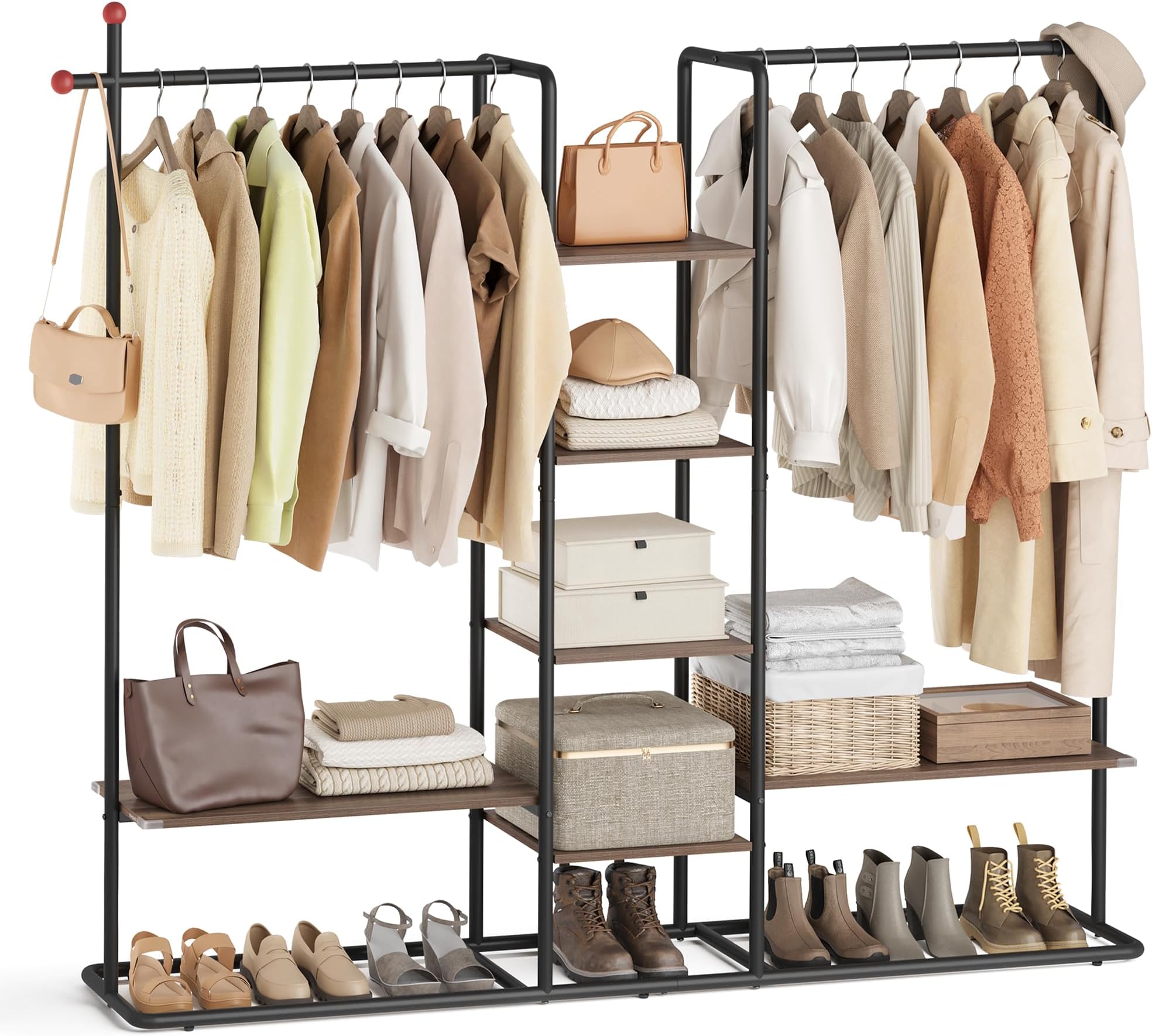 WOLTU Open Clothes Rack Sturdy Clothes Rack with 8 Shelves Clothes Rail ...