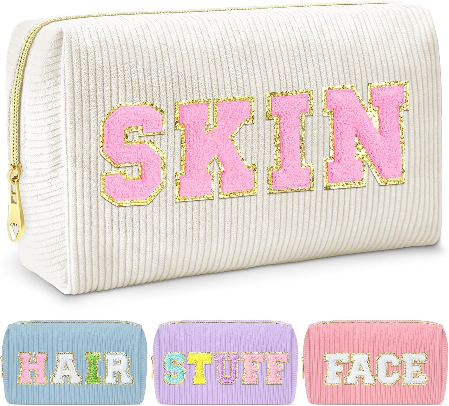 Amazon.com: DTBG Preppy Travel Makeup Bag, Corduroy Cosmetic Bag Preppy ...