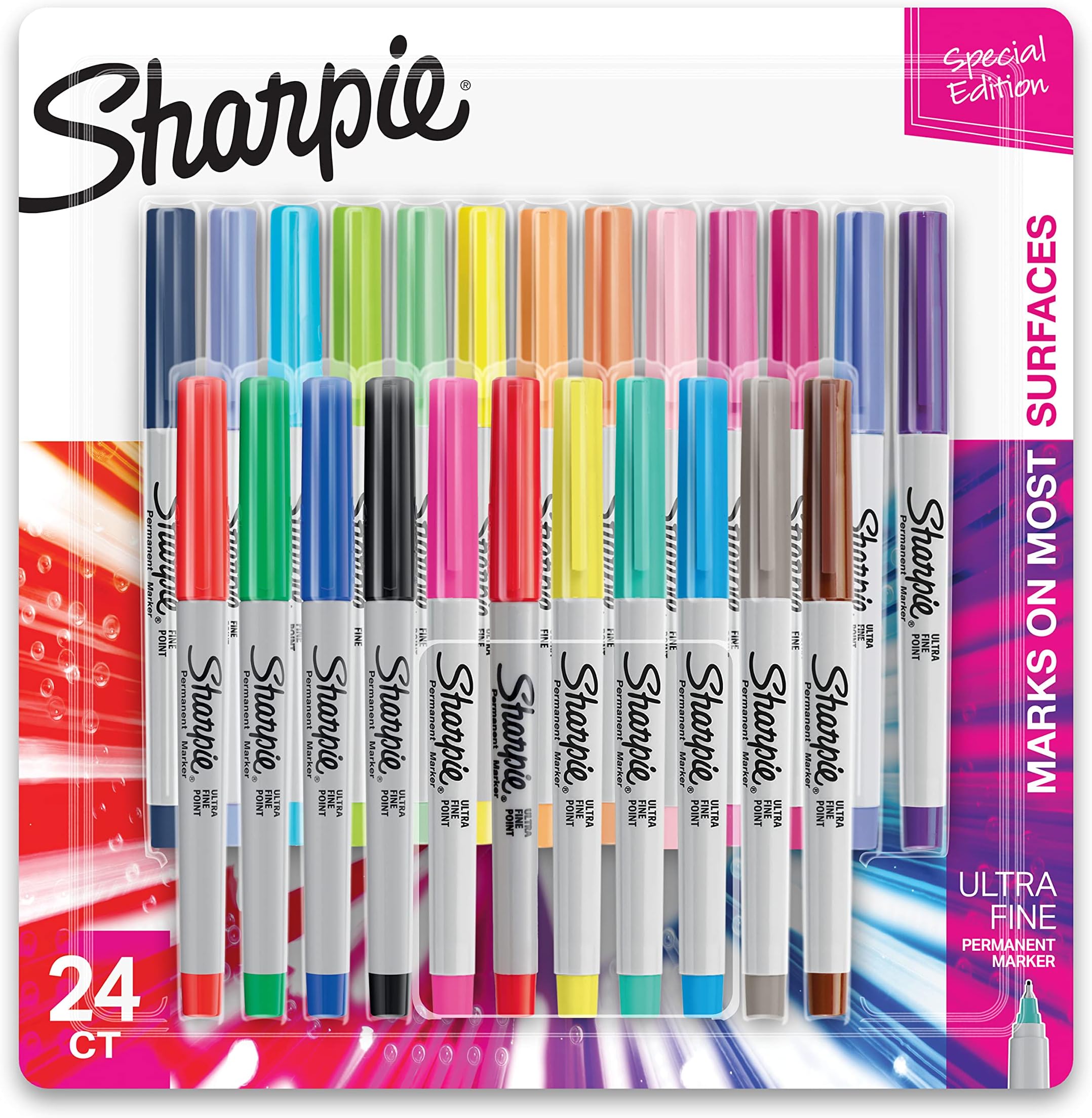 Sharpie Color Burst Permanent Markers, Ultra-Fine Point, Assorted, 24 ...