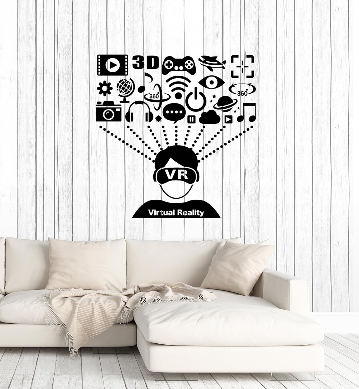 Amazon.com: Vinyl Wall Decal Virtual Reality VR Headset User Gamer ...