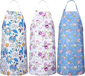 Amazon.com: Janmercy 3 Pieces Plus Size Aprons for Women with Pockets ...