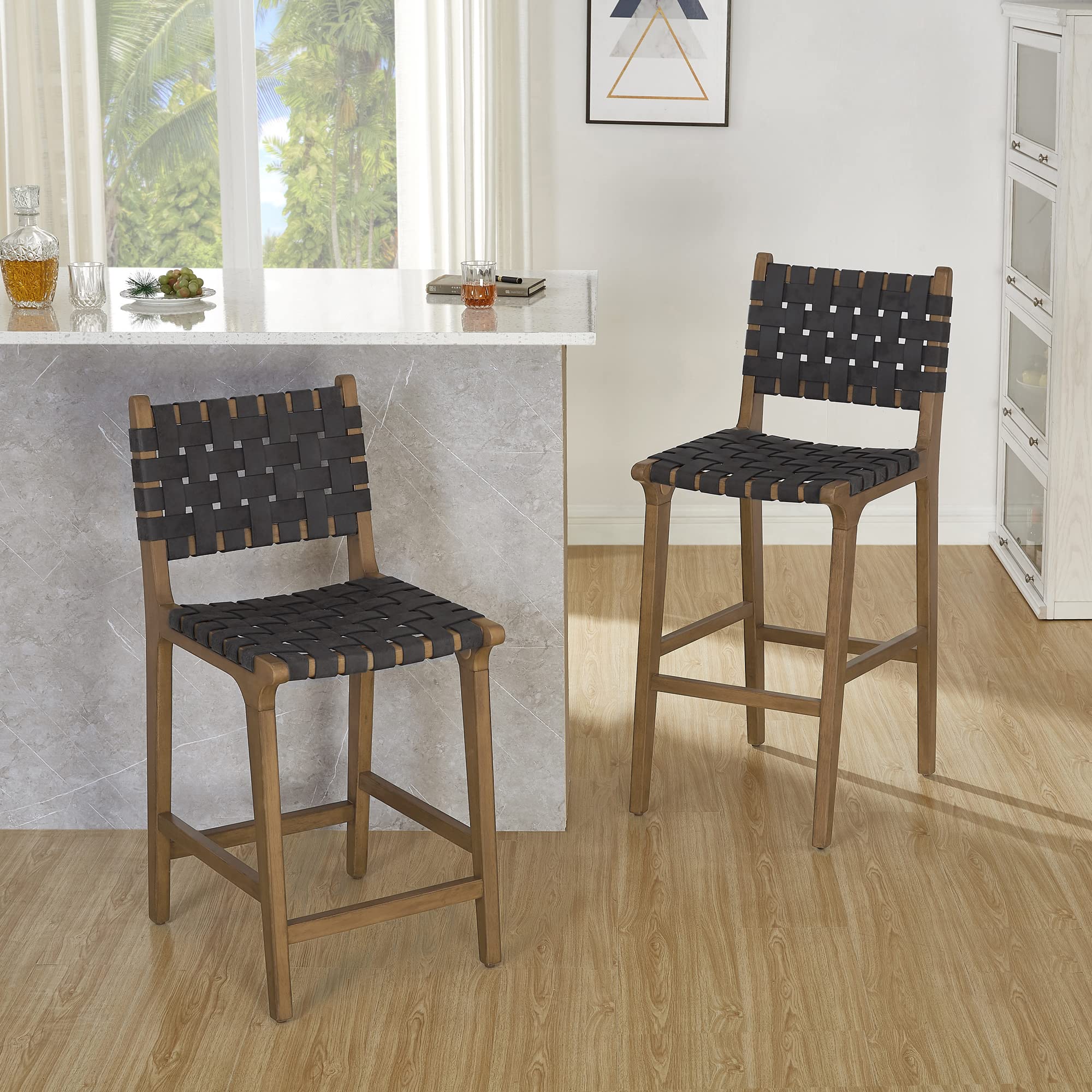 Snapklik.com : Ball & Cast Faux Leather Woven Counter Stool Kitchen ...