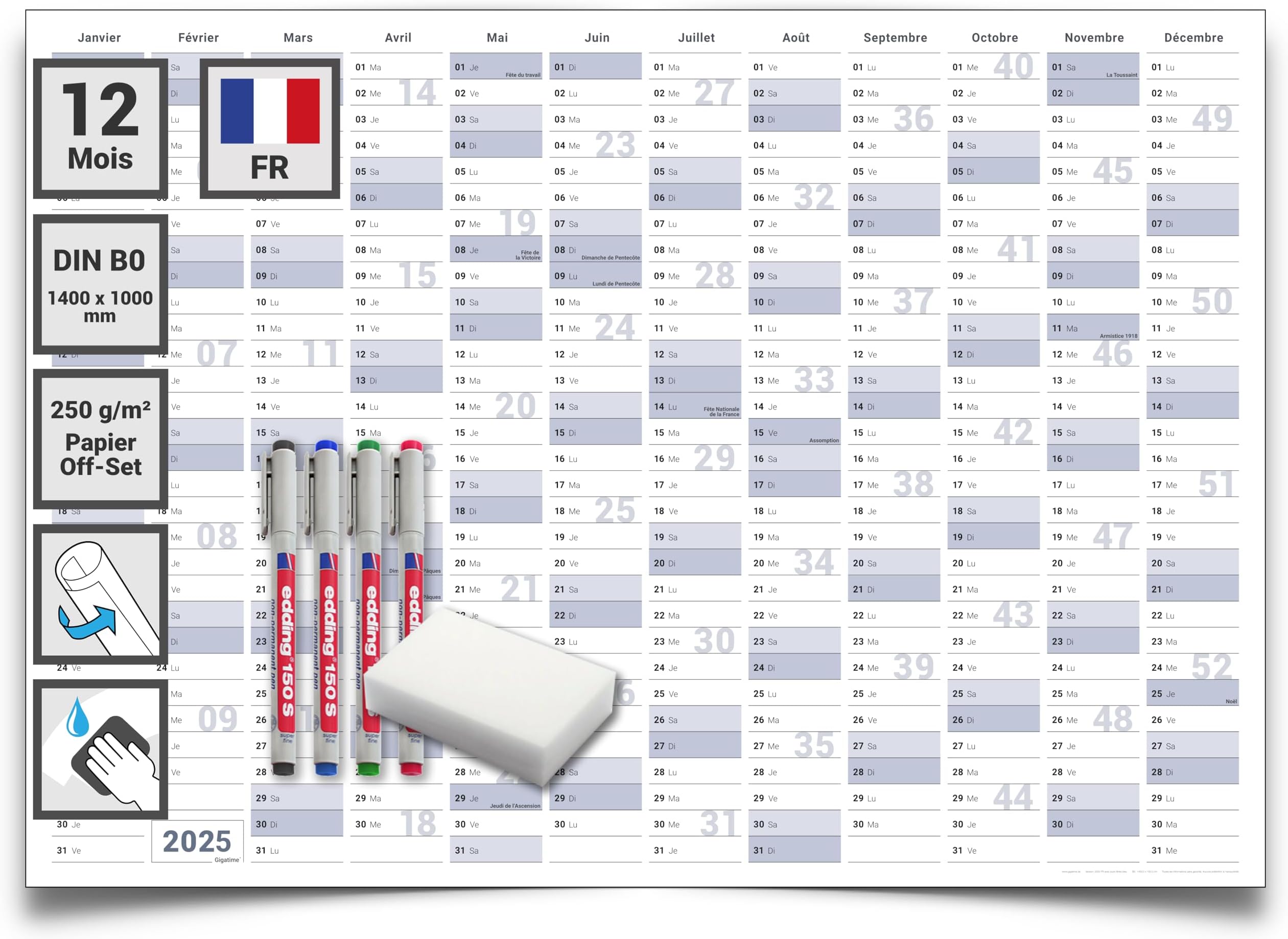 Kalenderoutlet Din A0 1 Calendrier mural/planificateur annuel vert XL ...