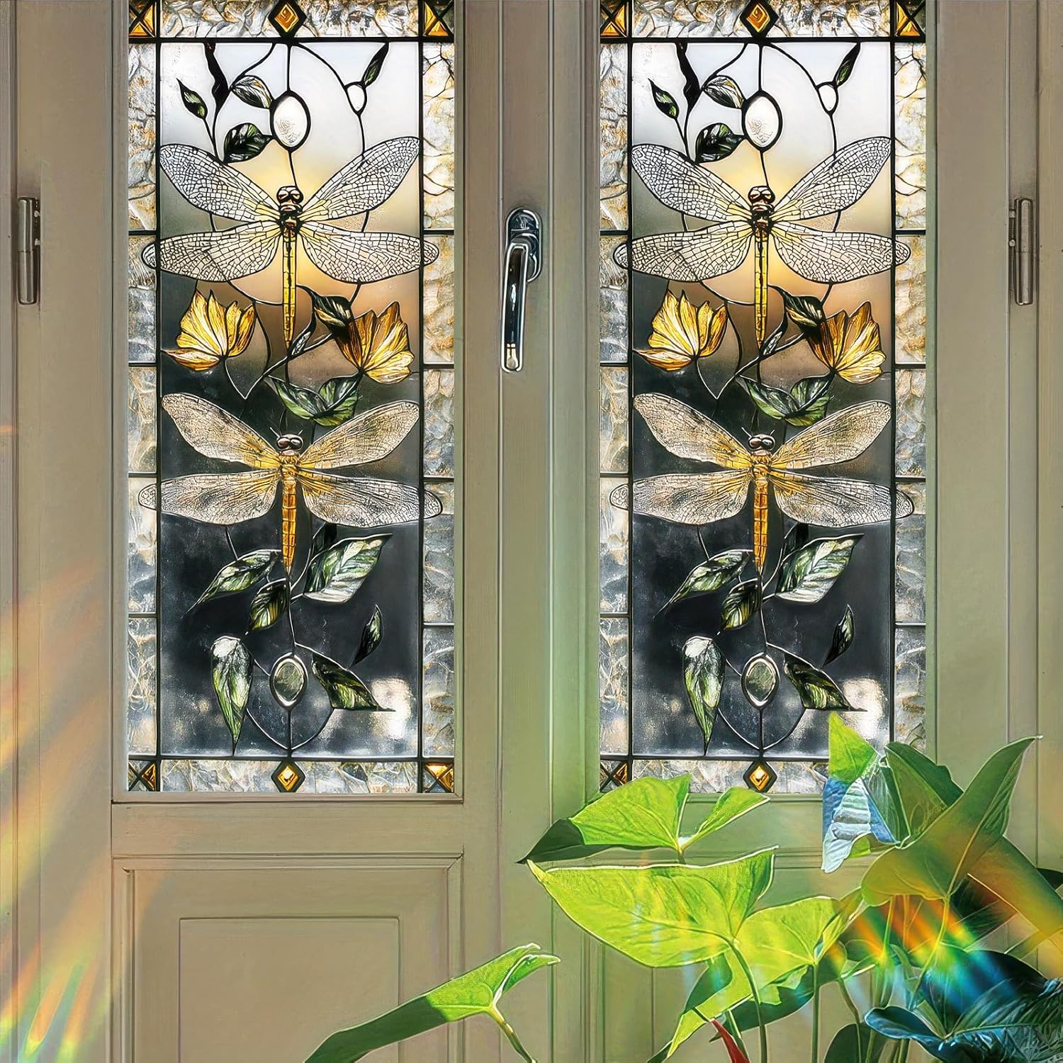 Amazon.com: HOMETITUTE Stained Glass Window Film 17.7x39.3 inch ...