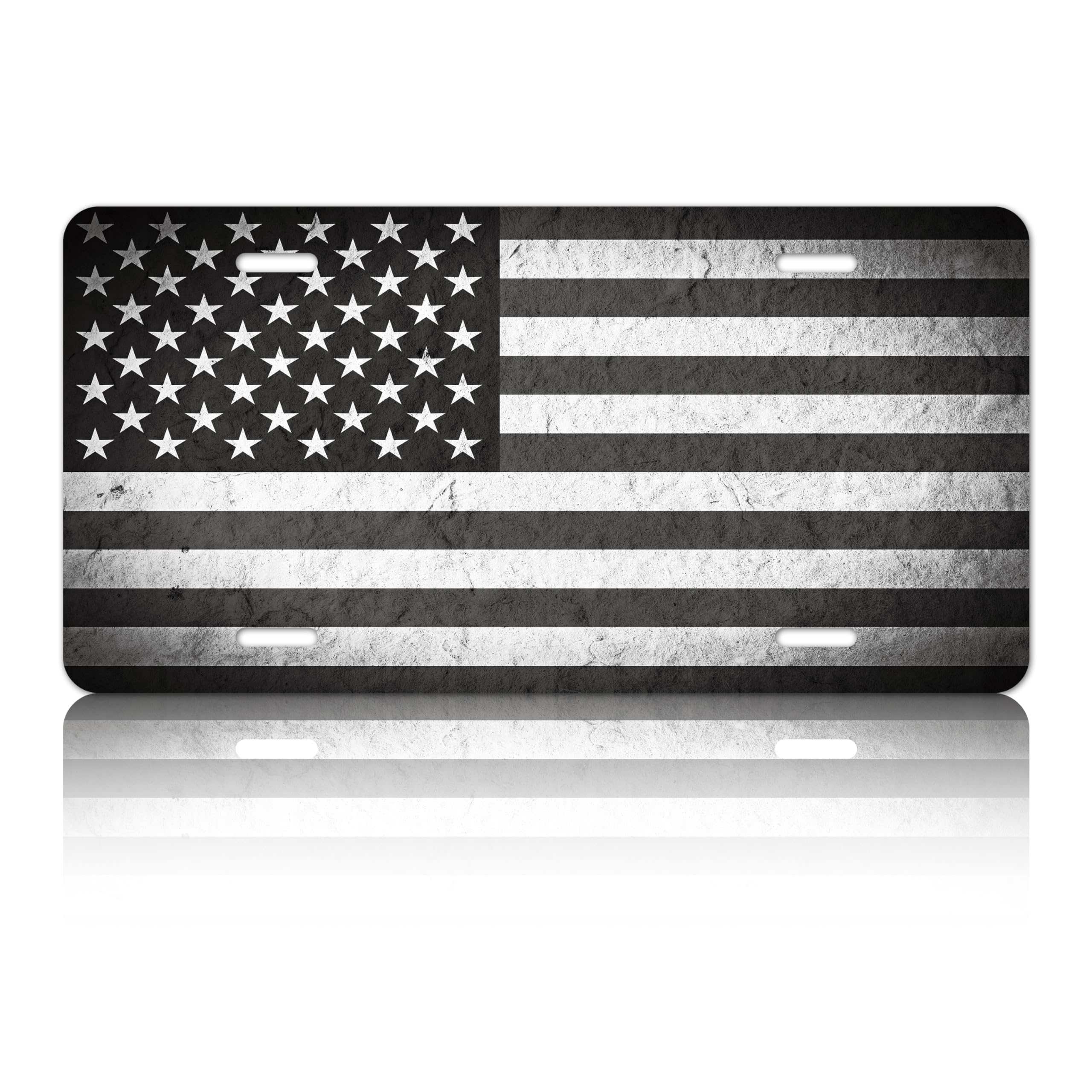 Black and Grey American Flag Front License Plate Cover Vintage USA Flag ...