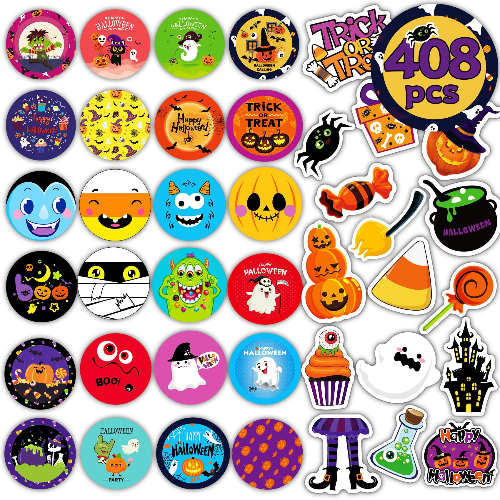 Snapklik.com : Halloween Sticker Sheets 32 Sheets Round Halloween ...