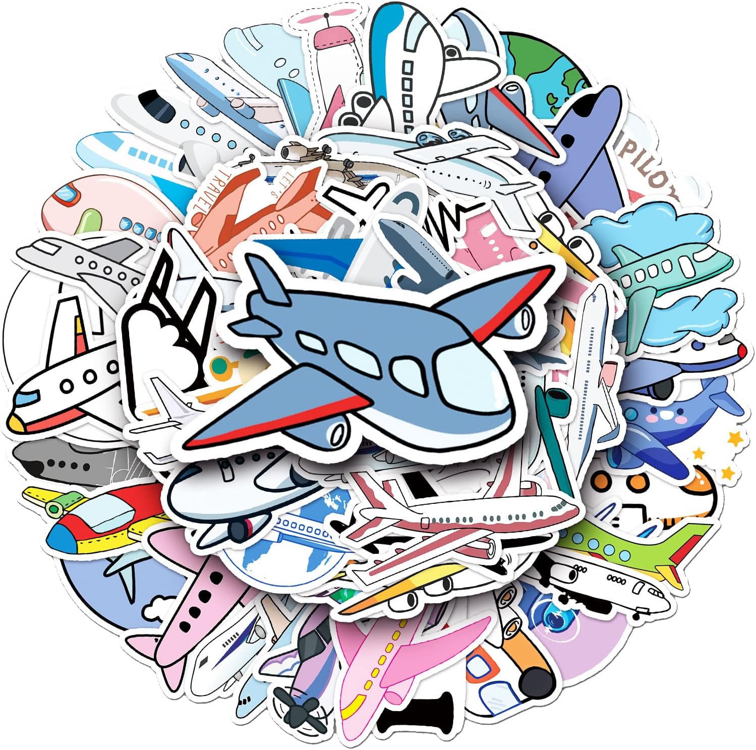 Amazon.com: 50 PCS Cartoon Aircraft Stickers for Teens Adults Boys ...