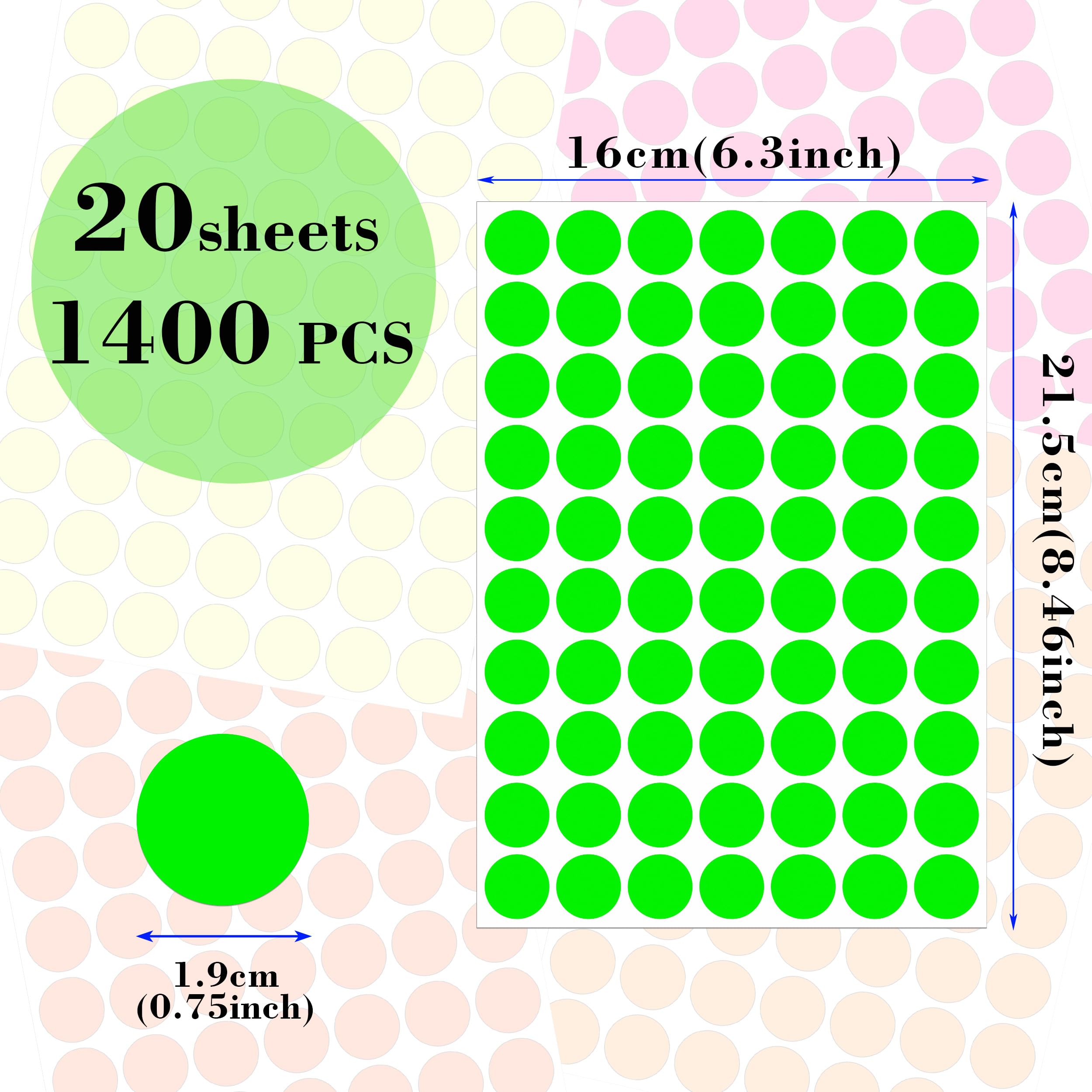 Snapklik.com : Dot Stickers - Fluorescent Circle Stickers, 3/4 Inch ...