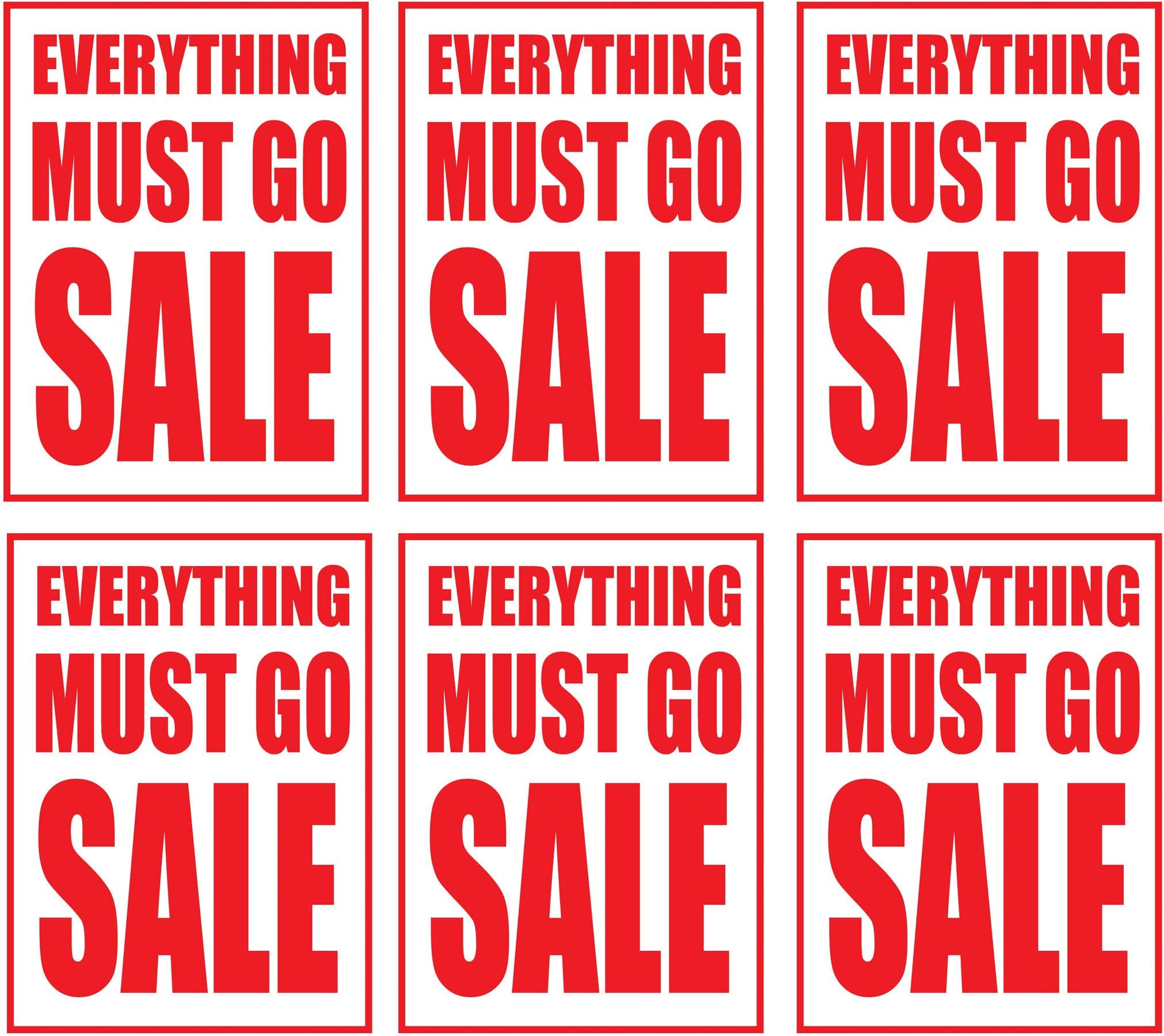Amazon.com : Everything Must Go Sale | Large Store Window/Wall Retail ...