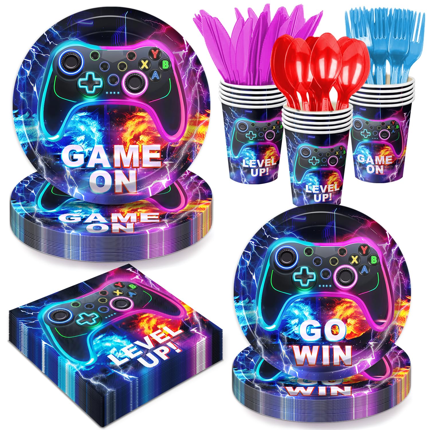 Amazon.com: QIYANPAX 168 PCS Video Game Party Decorations Game Party ...