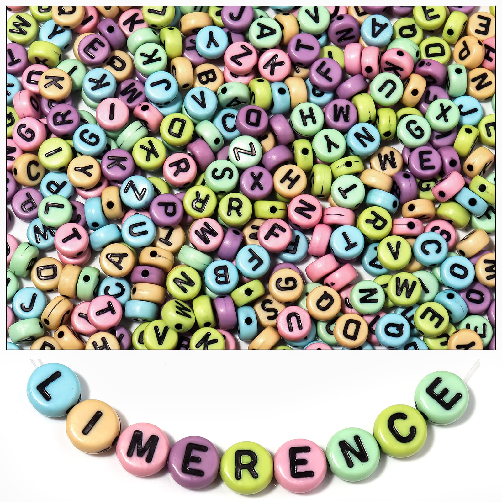 500PCS Acrylic Letter Beads 4x7mm Alphabet Beads Mixed Small Round ...