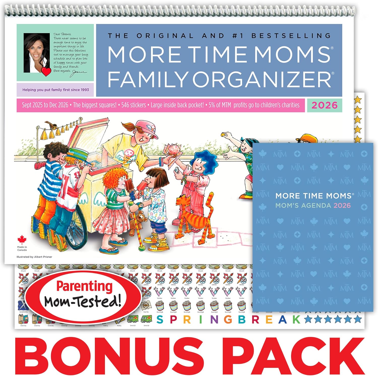 More Time Moms 2026 Family Organizer Bonus Pack with spiral bound 16 ...