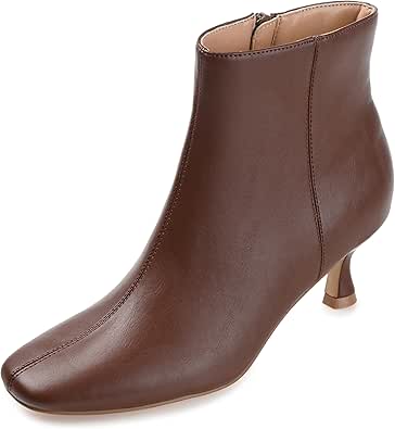 Amazon | Journee Collection レディース ミディアムとワイド幅 ケルッサ スクエアトゥ キトンヒール アンクルブー ...