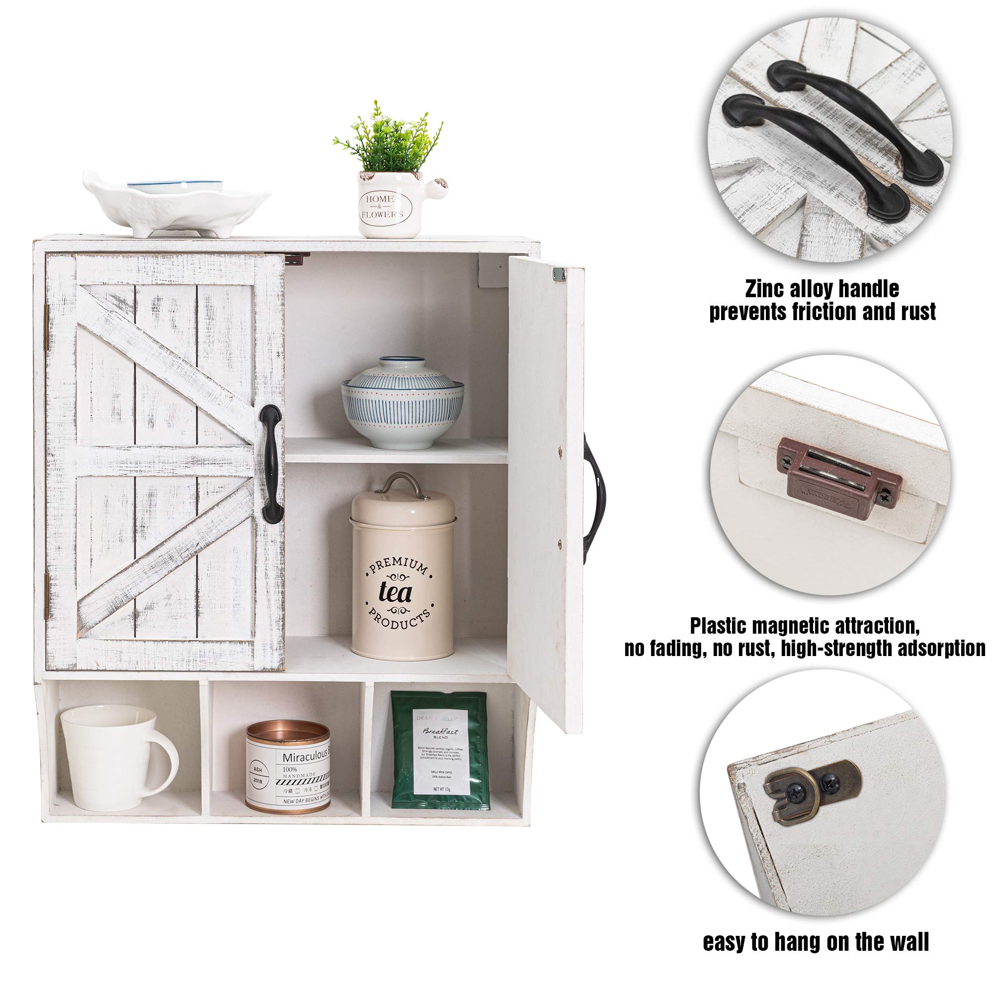 Farmhouse Wall Mounted Storage Cabinet, Medicine Cabinet with Magnetic ...