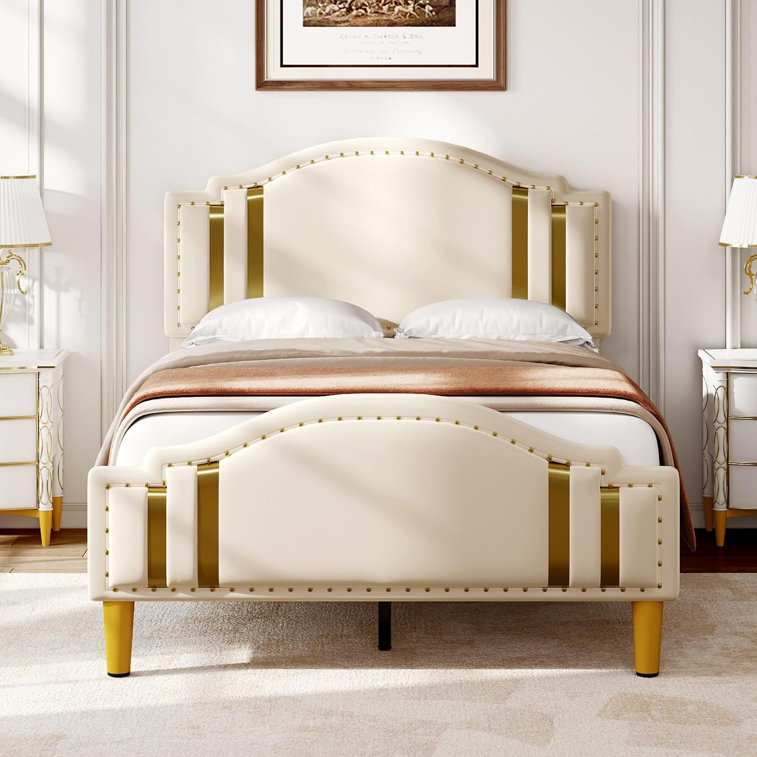 Amazon.com: YITAHOME Full Velvet Bed Frame with Adjustable Headboard ...
