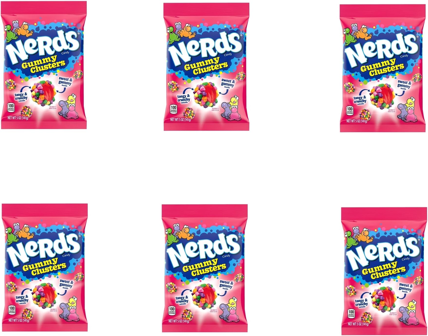Amazon.com : Nerds Gummy Clusters Candy 5oz (Pack of 6) : Grocery ...