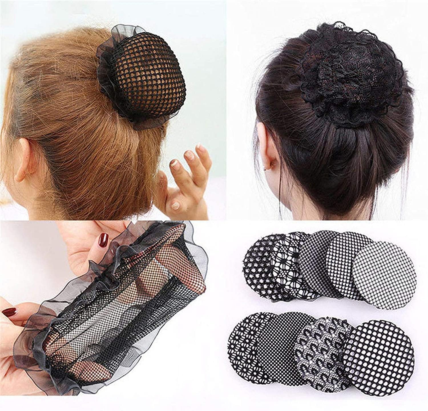 Snapklik.com : 12 Pcs Women Hair Snood Net Bun Cover Knit Hairnet, Non ...