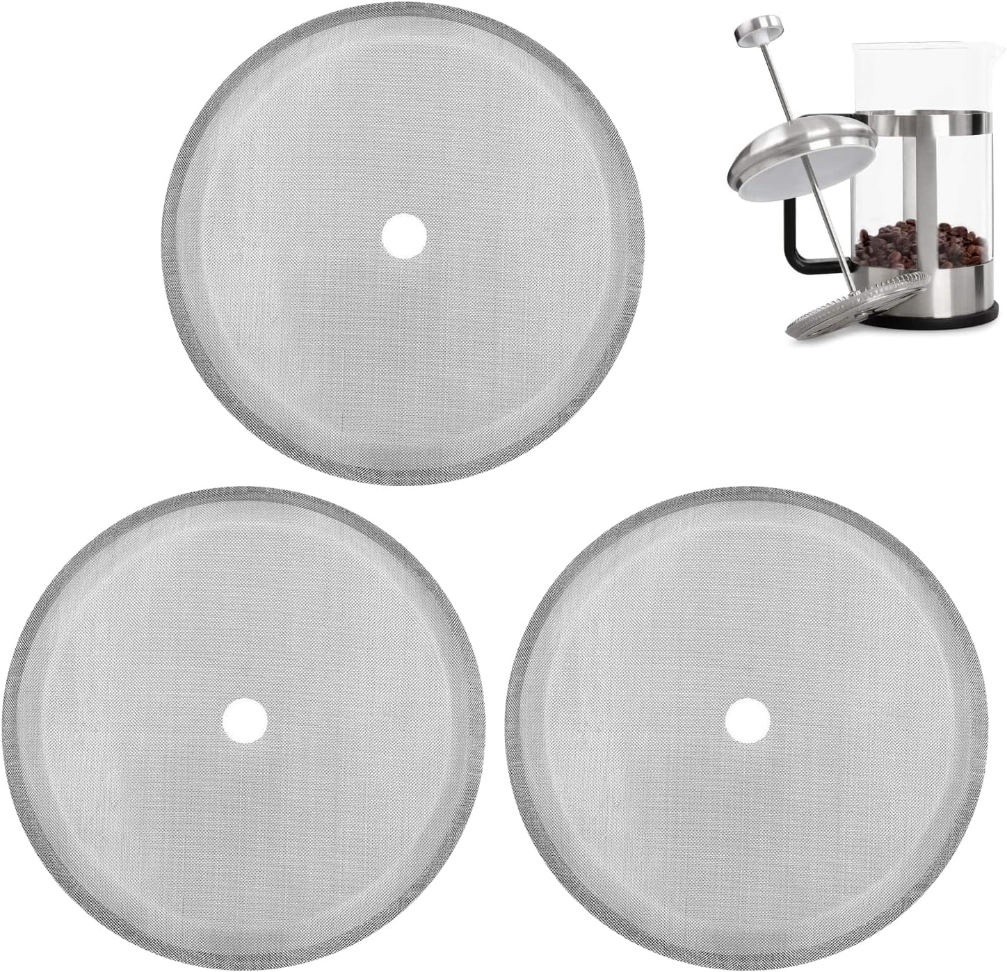 French Press Cafetiere Coffee Filter Mesh 4 Inch, 3PCS Replacement ...