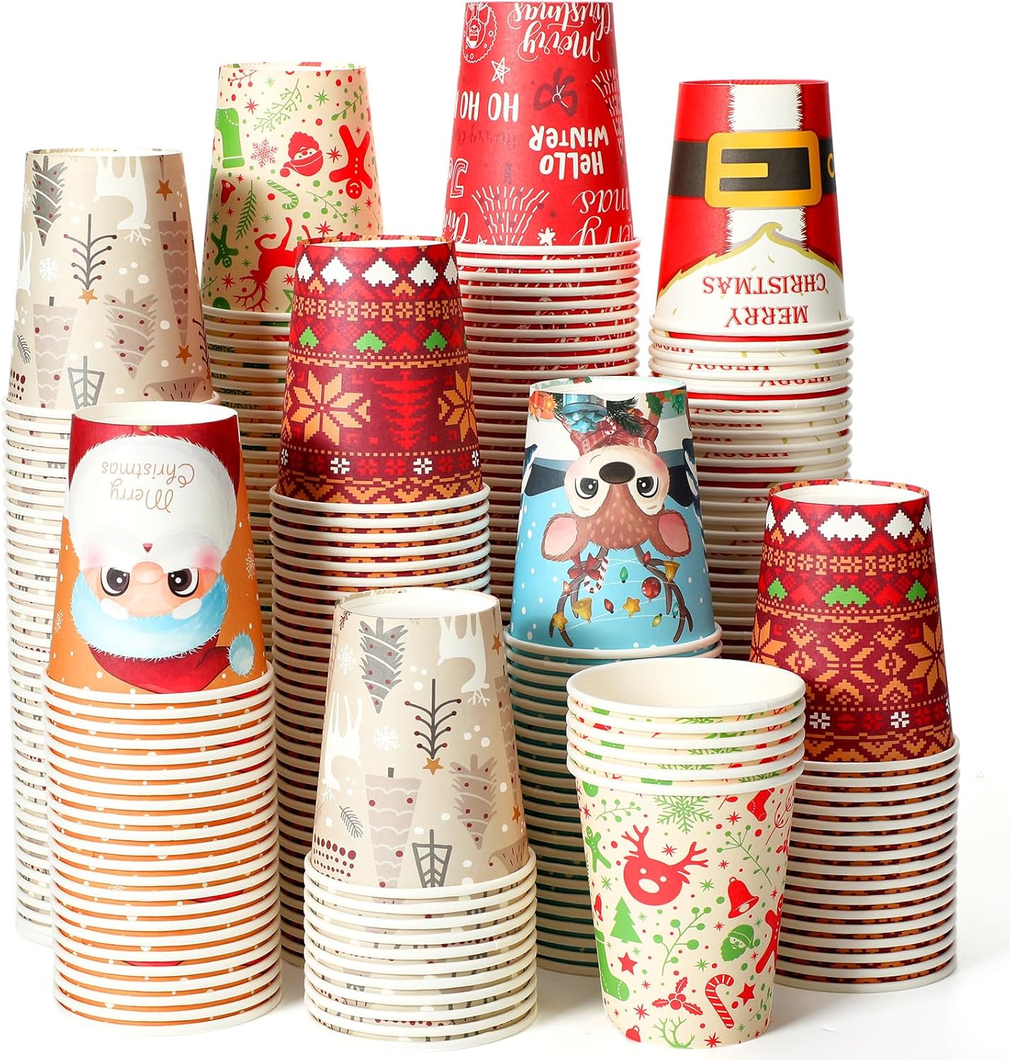 Amazon.com: Sliner 350 Pcs Christmas Disposable Cups 9 oz Christmas ...