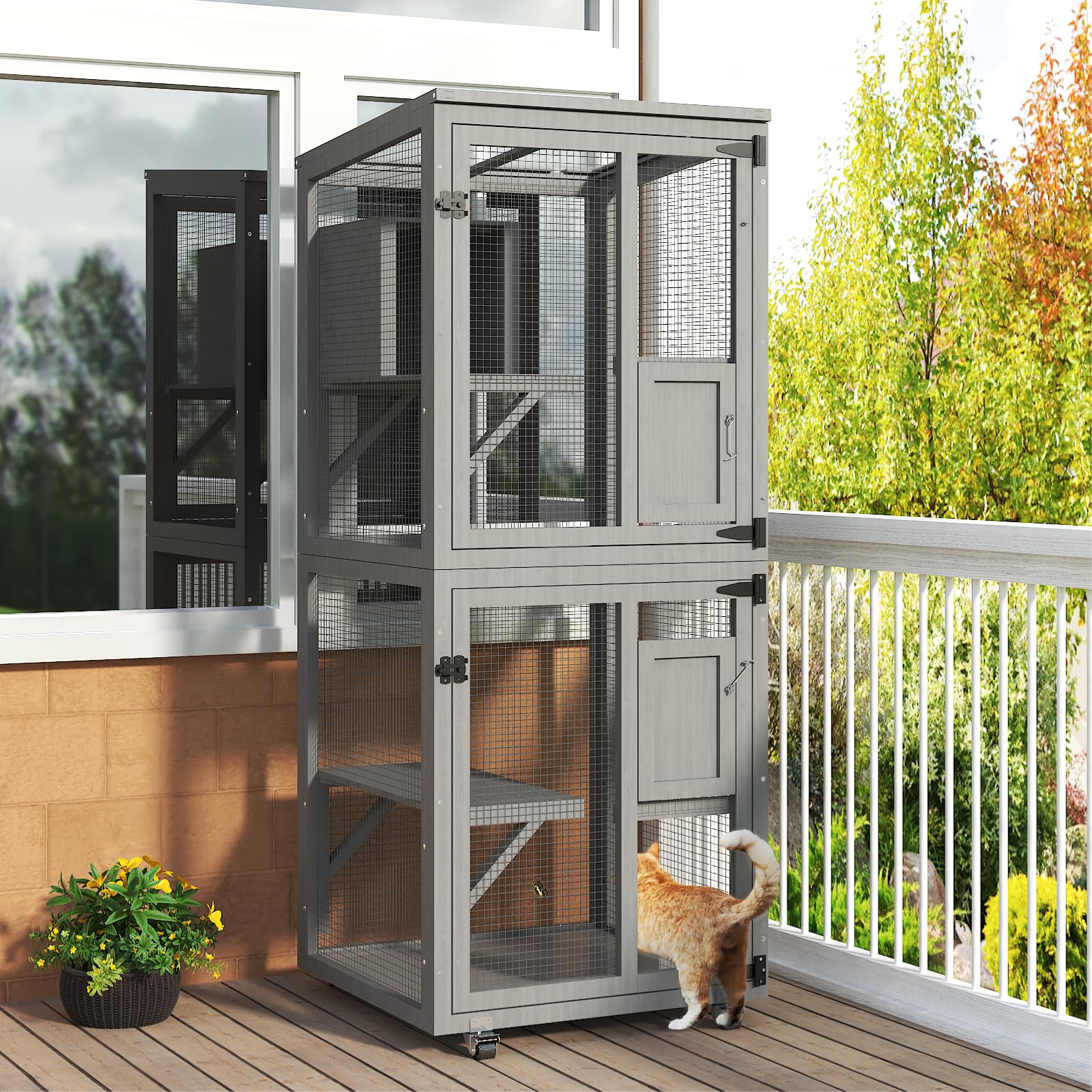 Large Cat House With Window Large Outdoor Catio Enclosure With Window ...