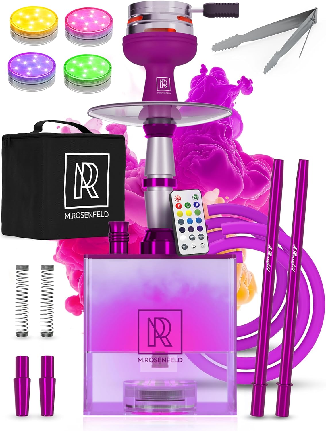 Amazon.com: M. ROSENFELD Purple Hookah Set 2 Hose - Purple Hookah Set ...
