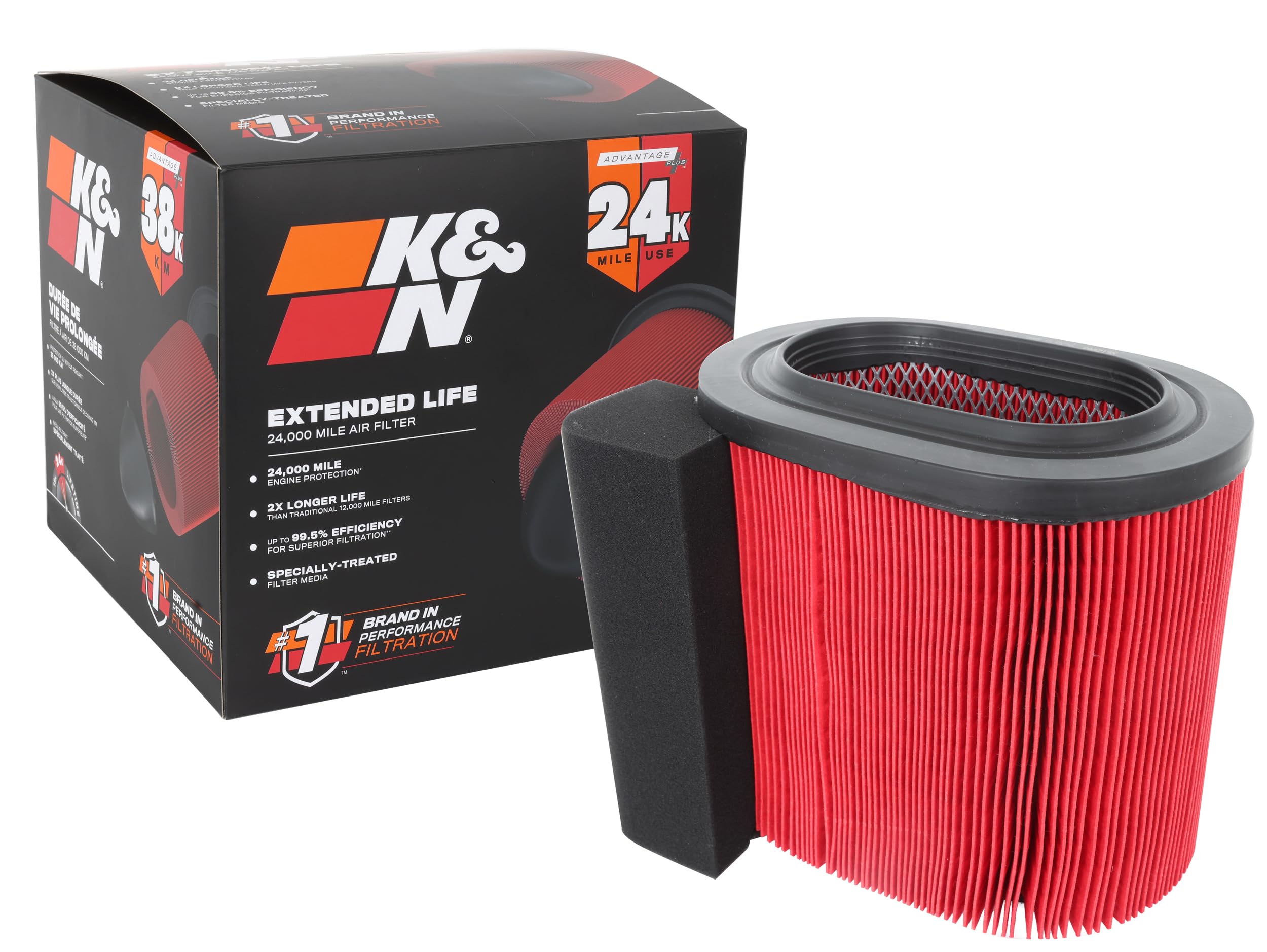 Amazon.com: K&N Engine Air Filter: Extended Life 24,000 Mile ...