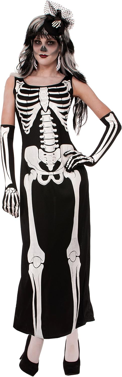 Amazon.com: Forum Novelties Women's Bone Collection Long Dress Skeleton ...