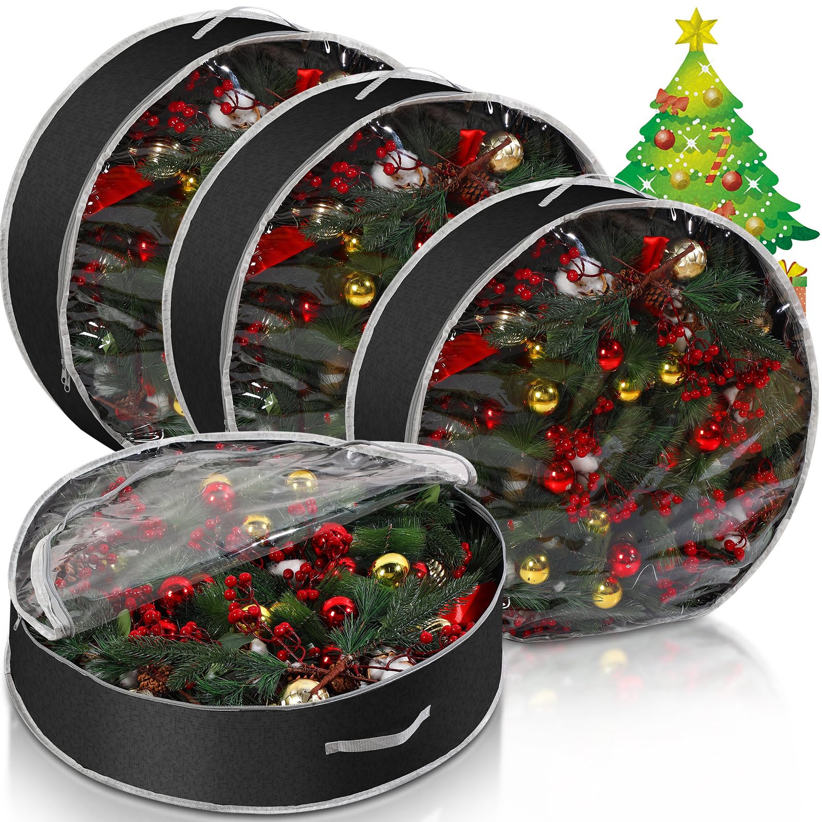 Amazon.com: Aliceset 4 Pack Wreath Storage Containers, Christmas ...