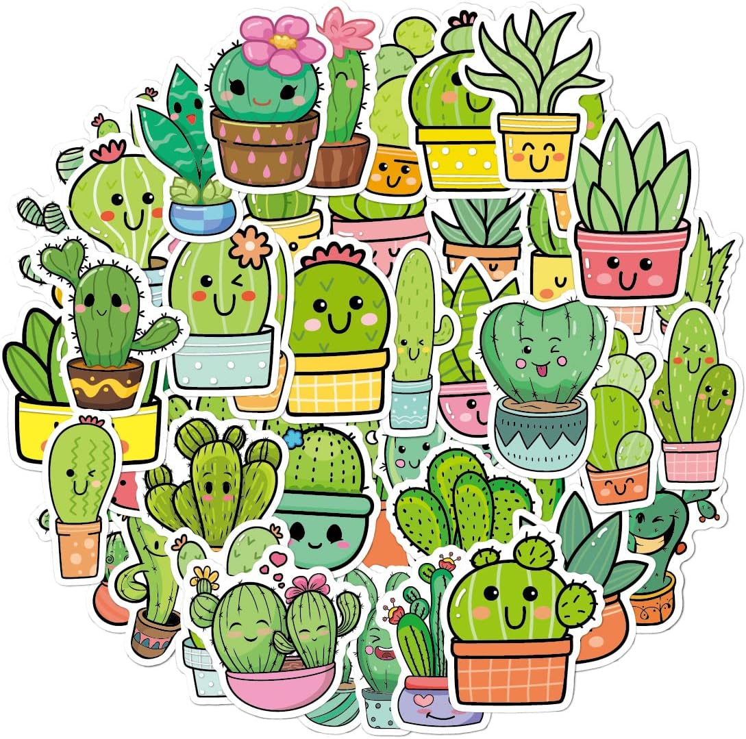 Amazon.com: Green Cactus Stickers for Kids Boys Teens Girls, Waterproof ...