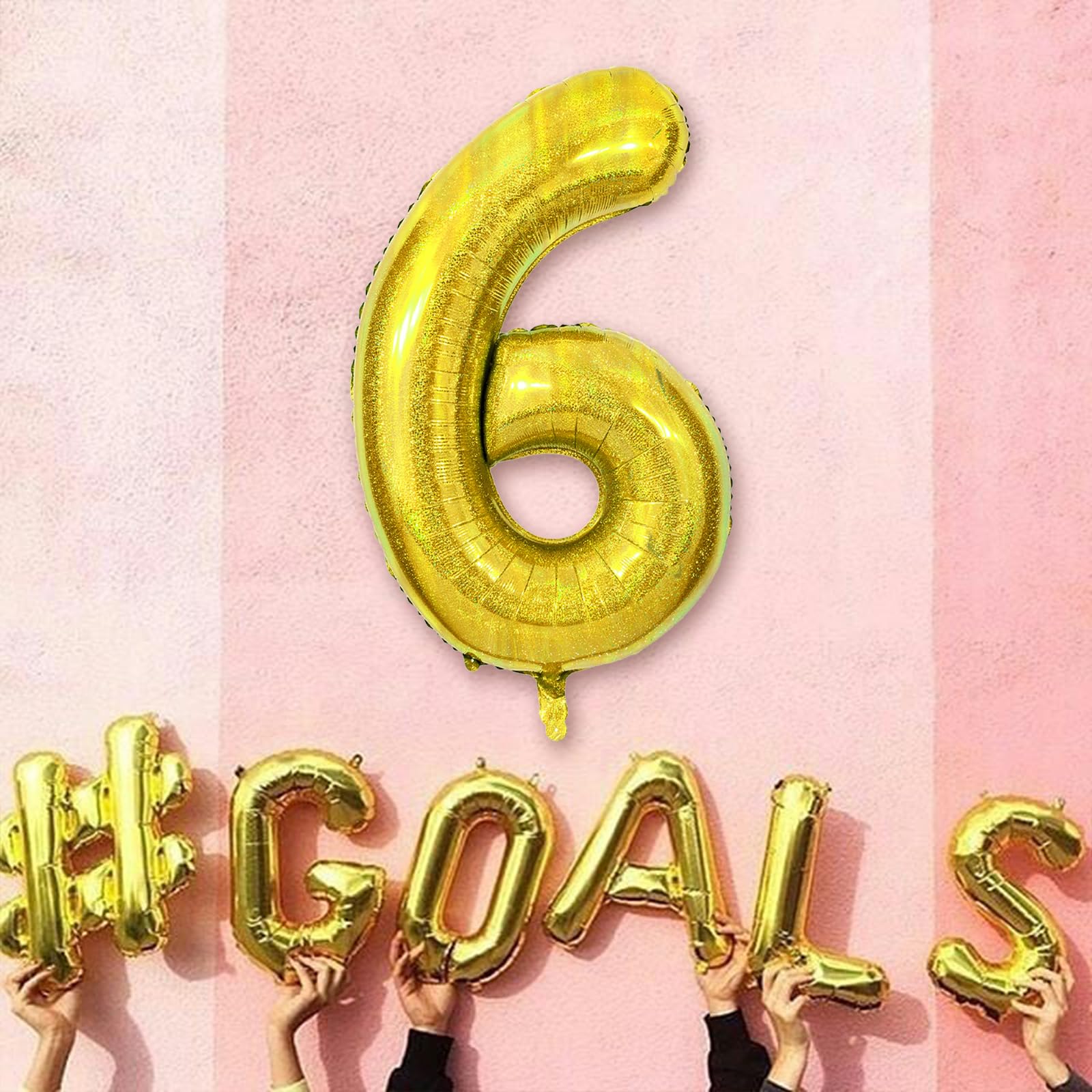 Snapklik.com : Gold Number 6 Balloons, 6th Birthday Balloon, 40inch ...