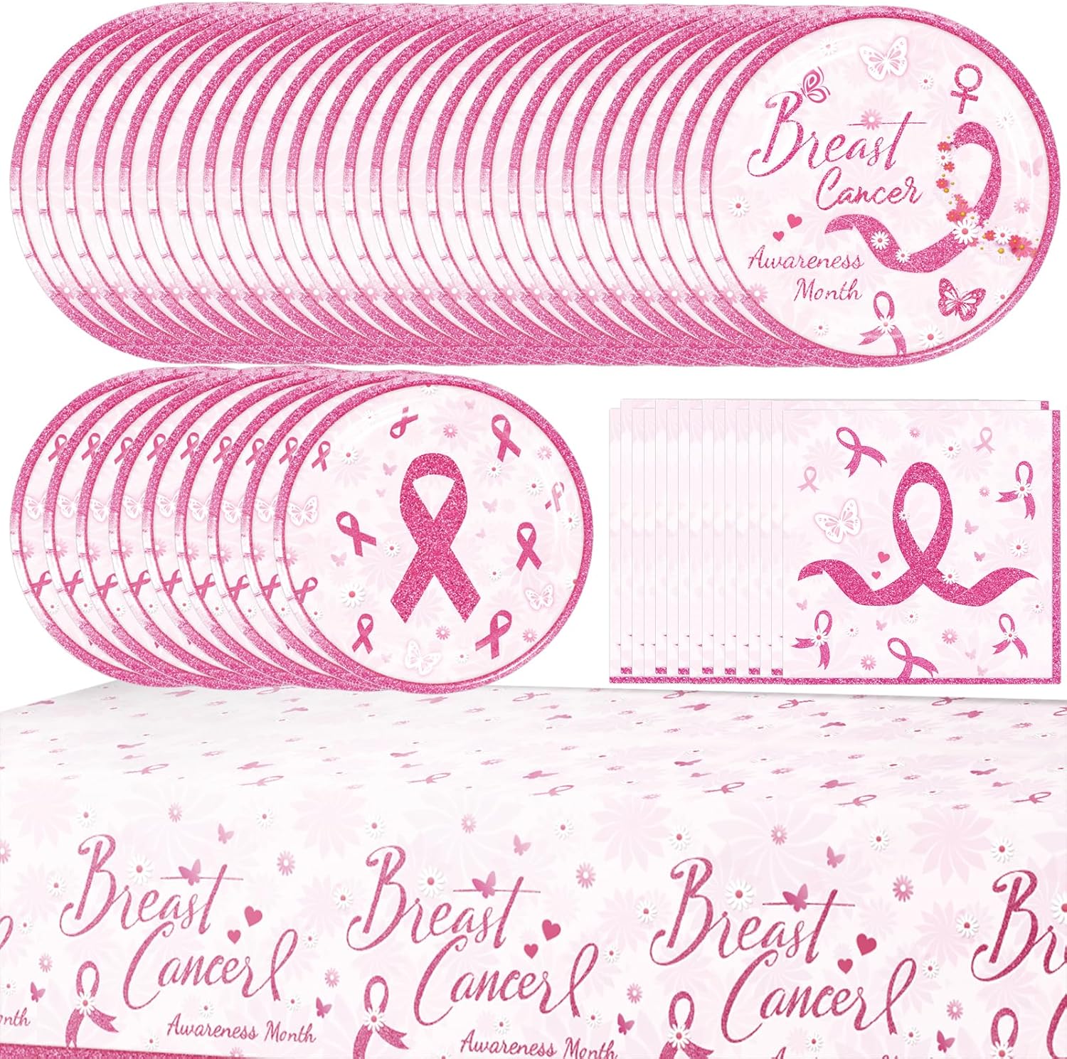 Amazon.com: Know me Breast Cancer Awareness Paper Plates Pink Ribbon ...