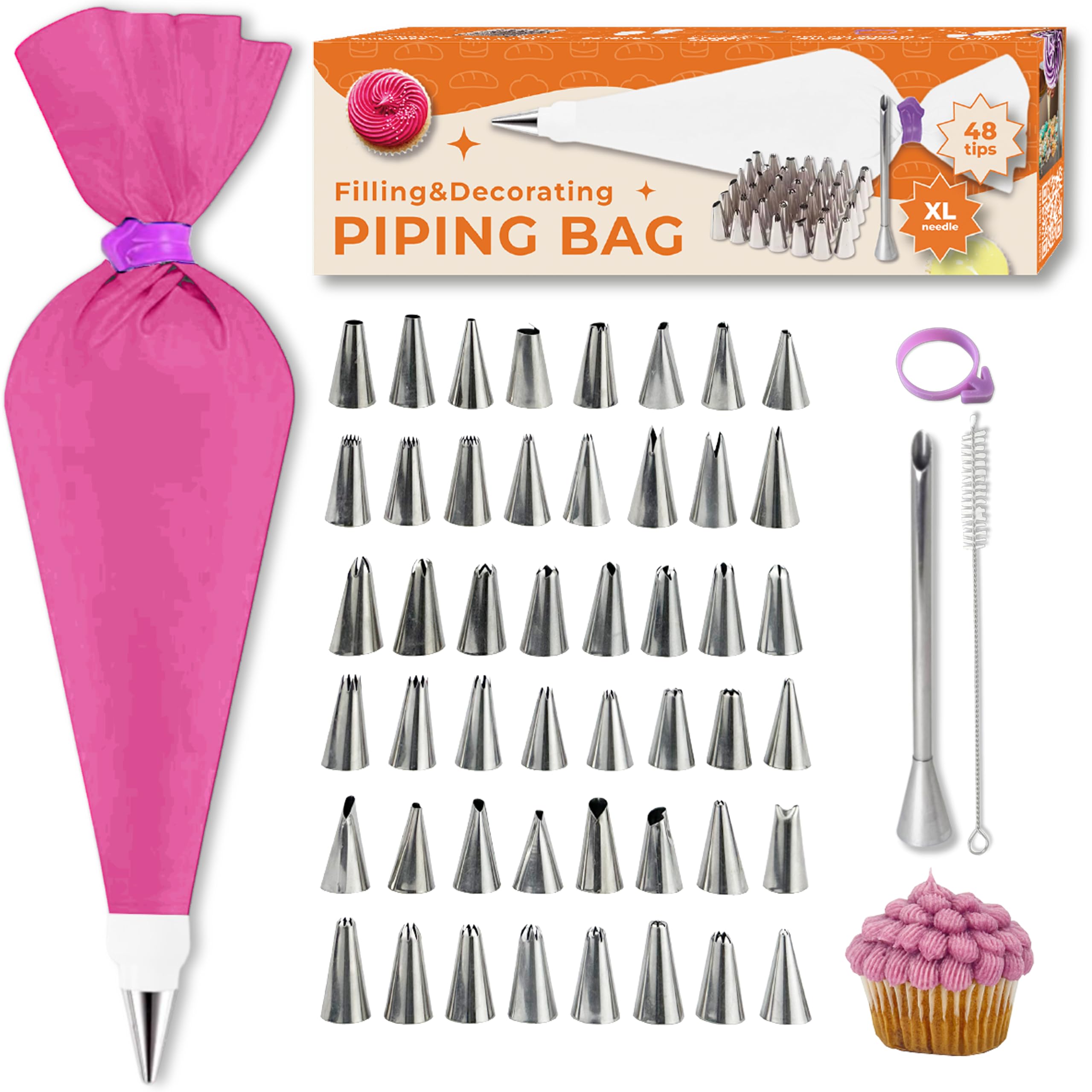 Snapklik.com : KneadEat 53PC Piping Icing Tips Set - 48 SS Tips, 5.5 ...