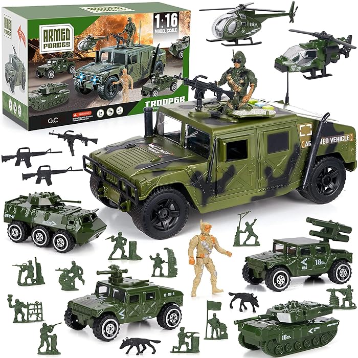 Buy 23 PCS Military Vehicles Toy Set Die-Cast Alloy Metal Vehicles with ...