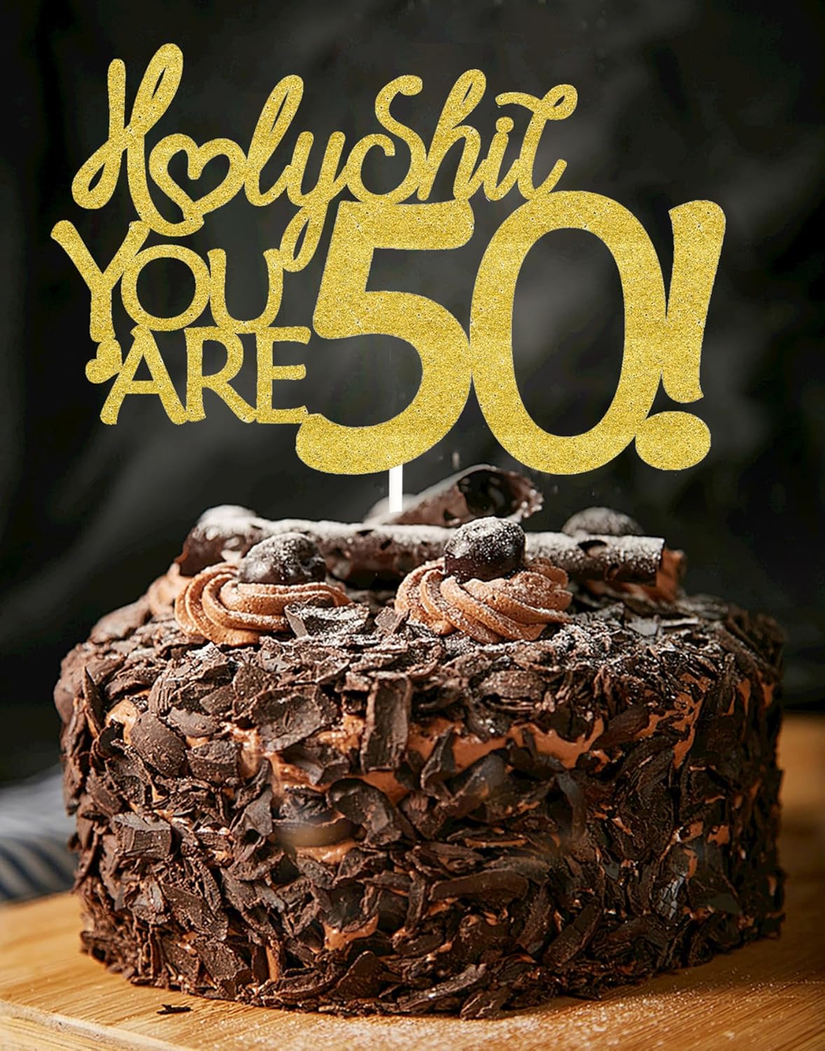 50 Birthday Cake Toppers-Gold Glitter, Funny 50th Cake Topper for Men ...