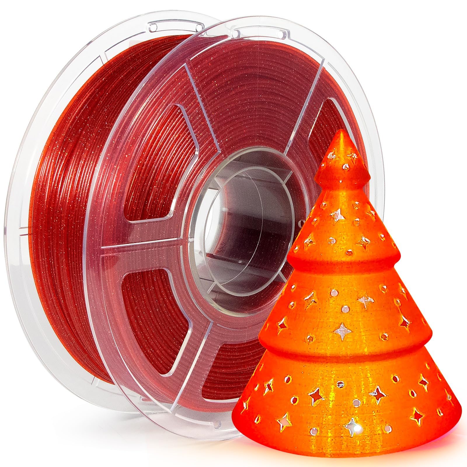 Amazon.com: iSANMATE 3D Printer Filament, Transparent Glitter Red PLA ...