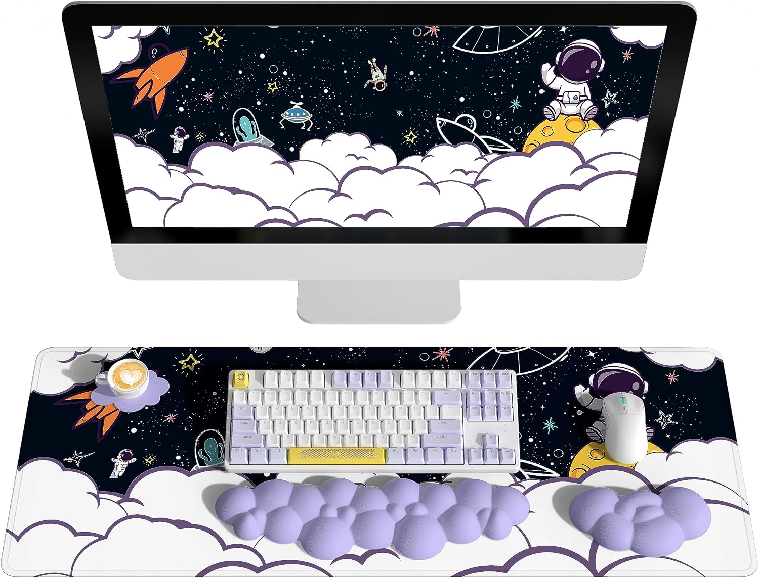 AJAZZ Klavye Mouse Pad Bileklik Seti (4 Parça Masa Altlığı Seti),Büyük ...