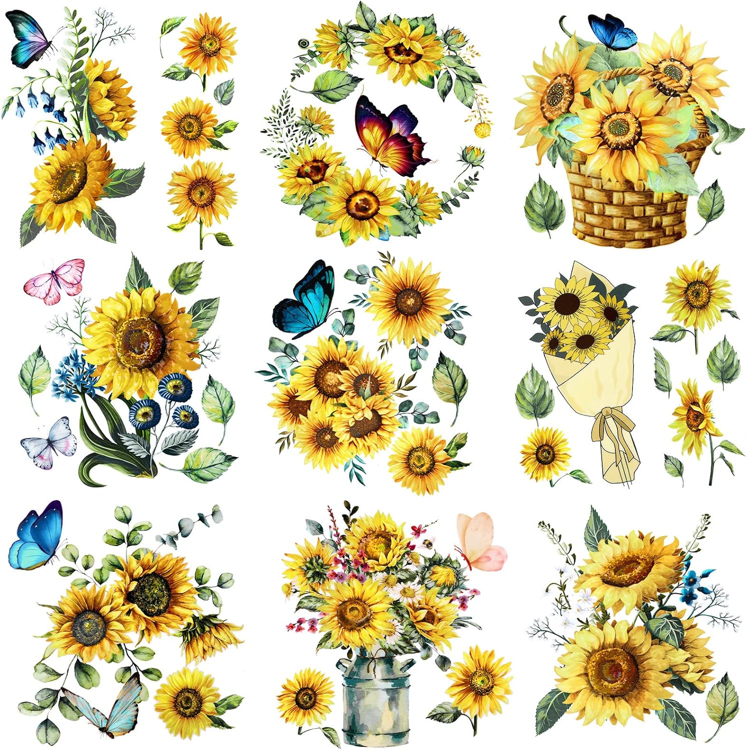 Amazon.com: 9 Sheets Sunflower Rub on Transfer for Furniture and Craft ...