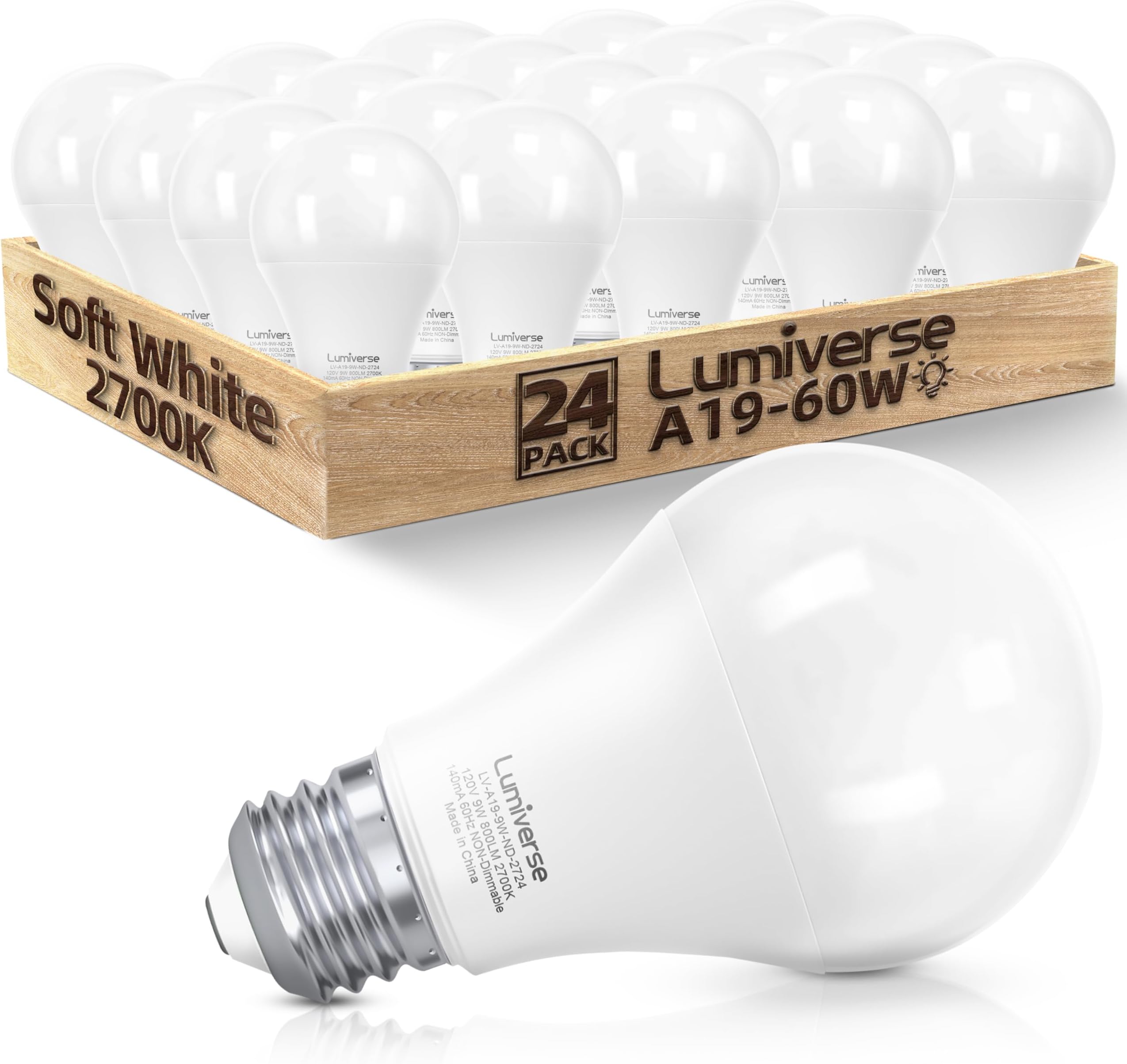 KOR (6 Pack) 9W LED A19 Light Bulb - Equivalent to 60W - Non Dimmable ...