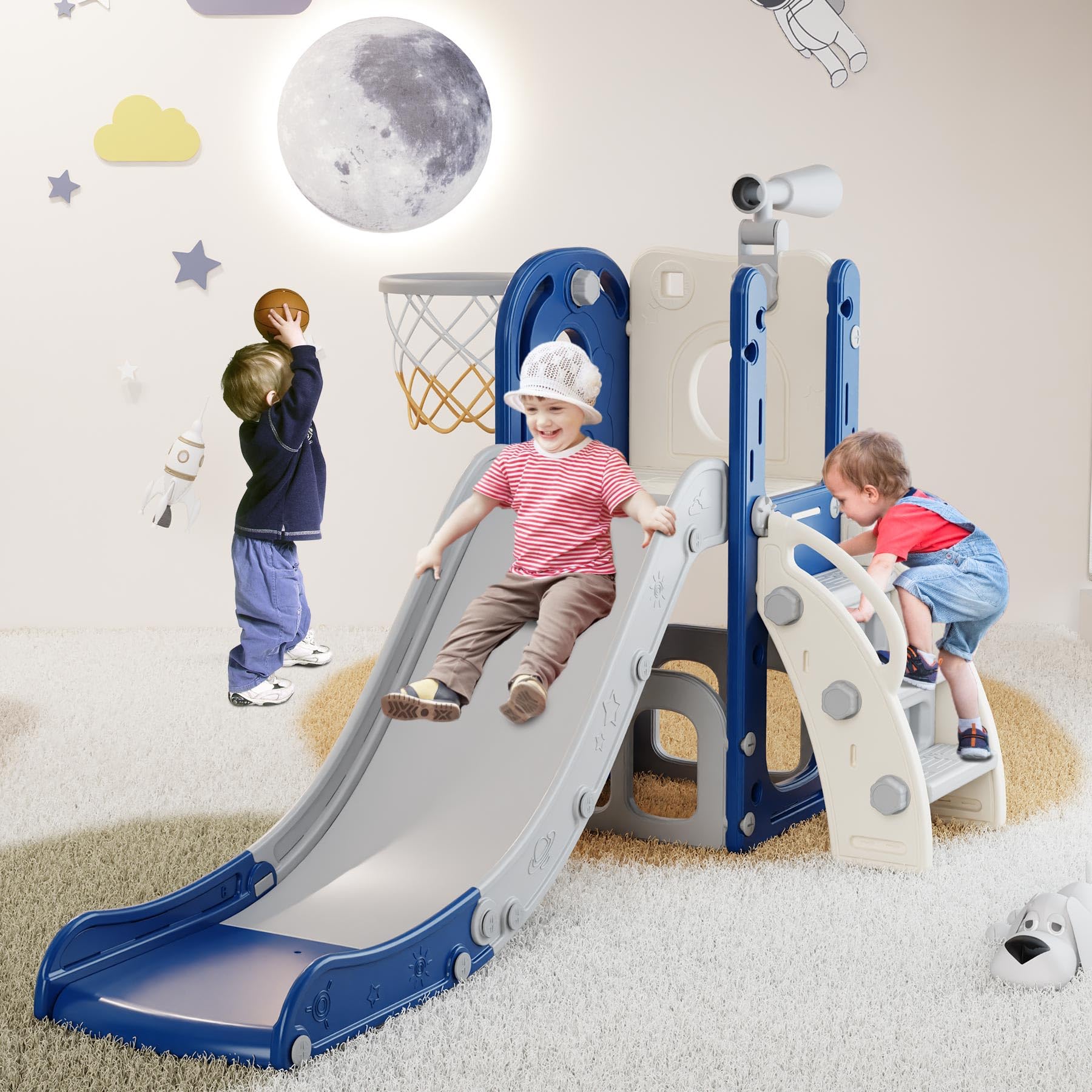 Amazon.com: Babytronic Toddler Slide, 6 in 1 Kids Indoor Slide for ...
