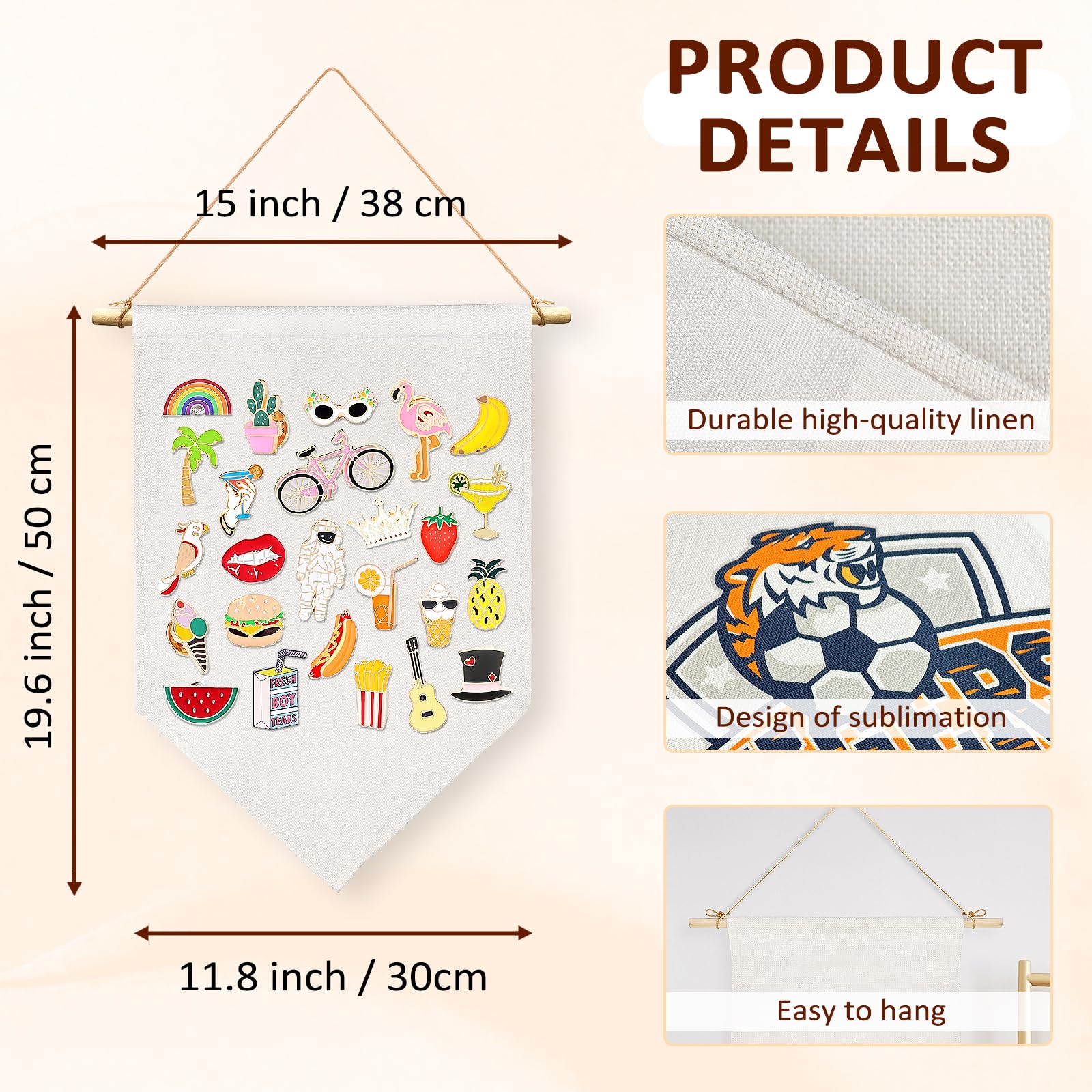 Snapklik.com : 2 Pack Sublimation Blanks Pin Banner Enamel Pin Wall ...